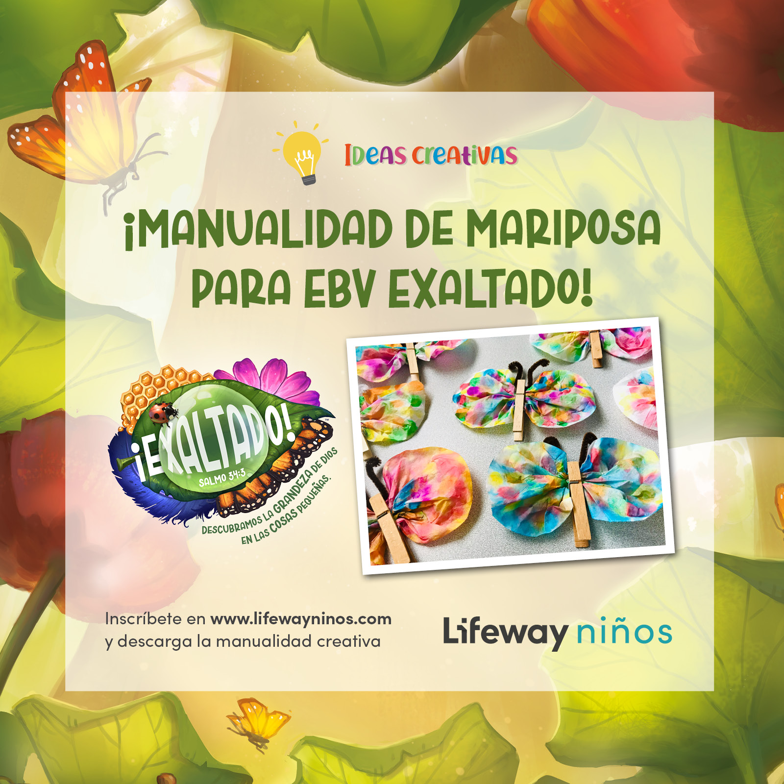 Viernes Divertido: ¡Manualidad de Mariposa para EBV "Exaltado"! - Ninos ...